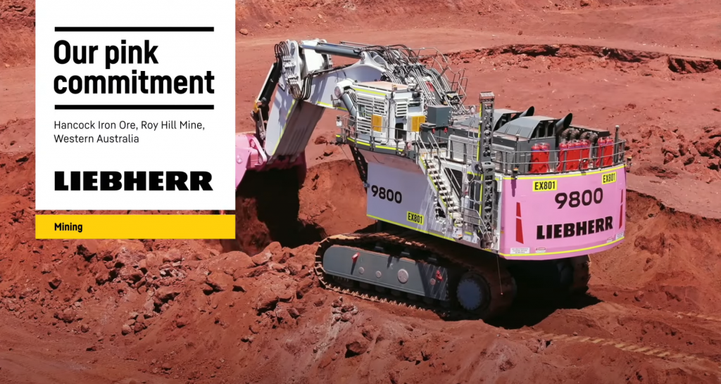 Liebherr’s custom pink R 9800 mining excavator raises funds for breast ...